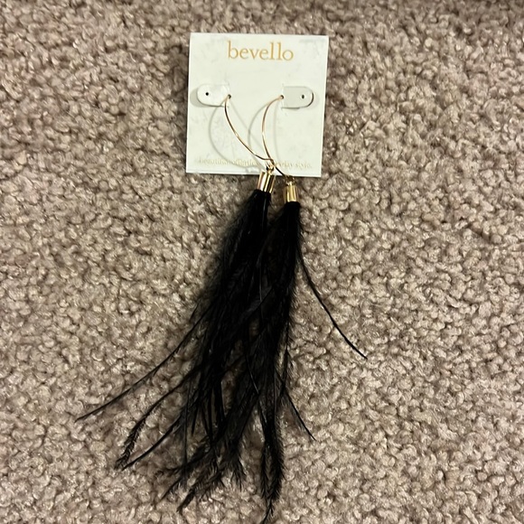 Bevello | Jewelry | Bevello Black Feather Earrings | Poshmark